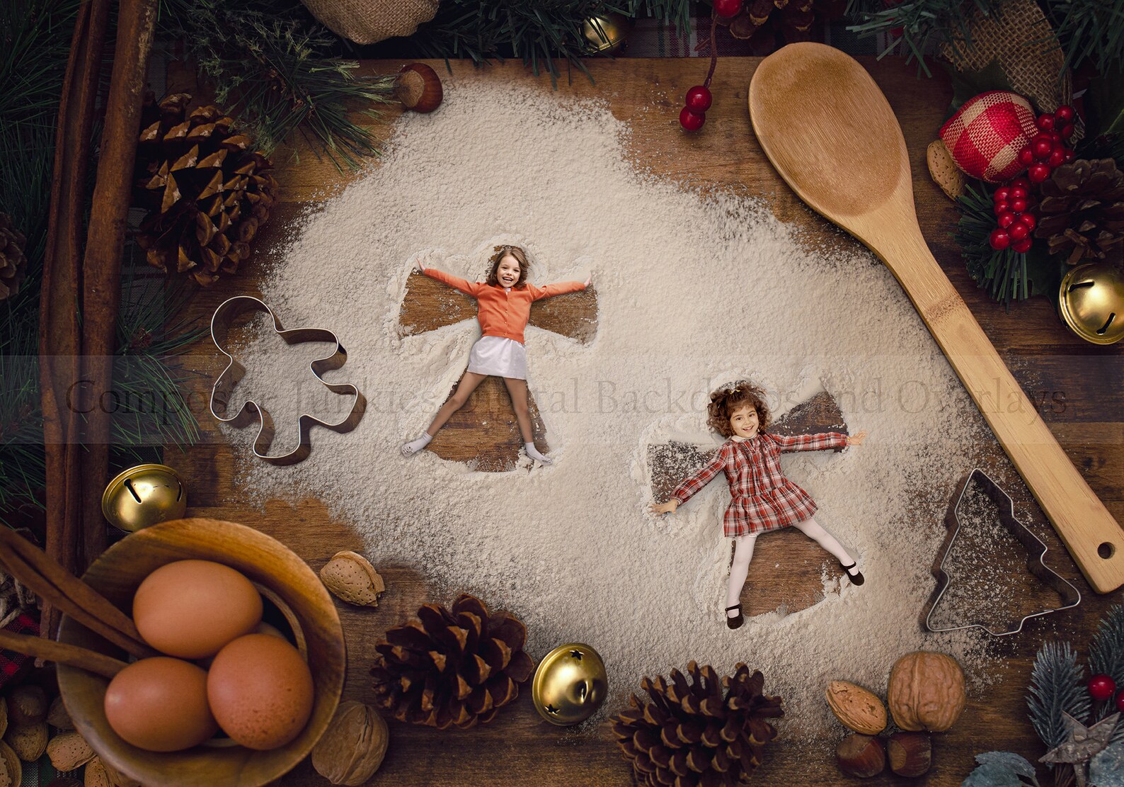 Flour Angel Digital Background for 2 People Christmas - Etsy