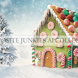 Christmas Digital Backdrop Background, Gingerbread House Background ...