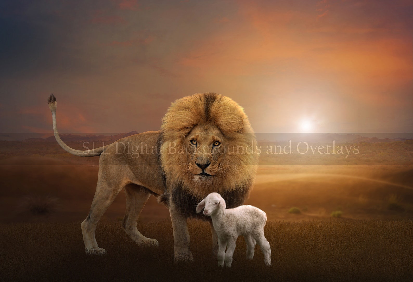 Easter Digital Background Backdrop - Lion and Lamb Background ...