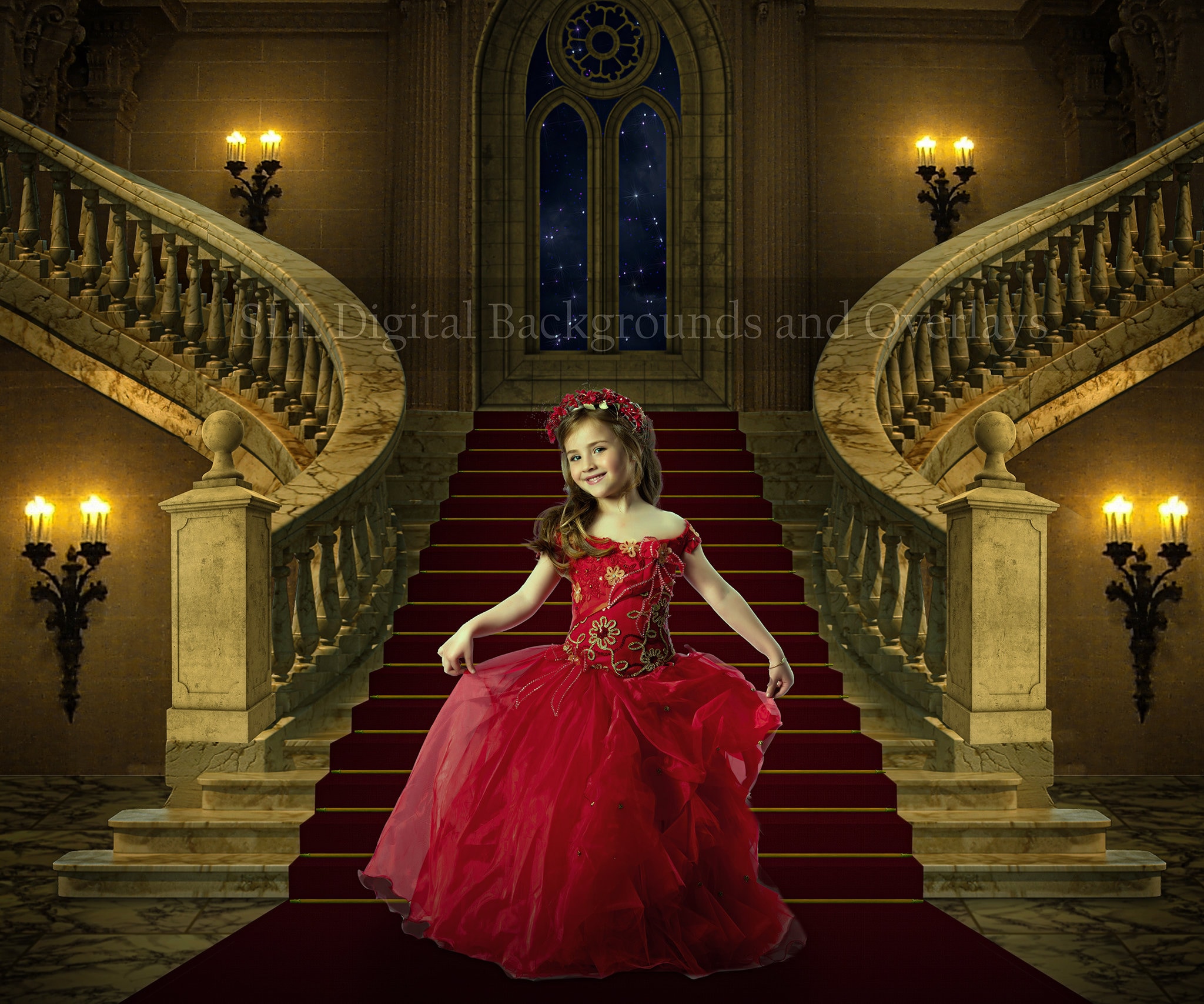 Stairs Digital Backdrop Castle Grand Staircase Light And Dark Etsy