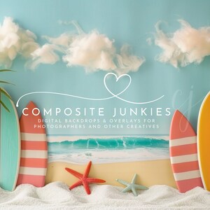 Surf's up 2 Beach Digital Backdrop for Kids Photography Composite Art ...