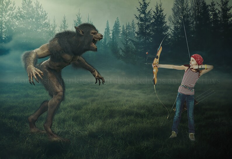 Werewolf Fight Digital Backdrop Halloween Digital Backdrop - Etsy