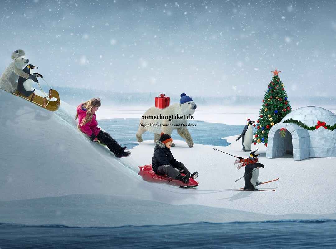 Christmas Digital Backdrop | Winter Digital Background - Etsy