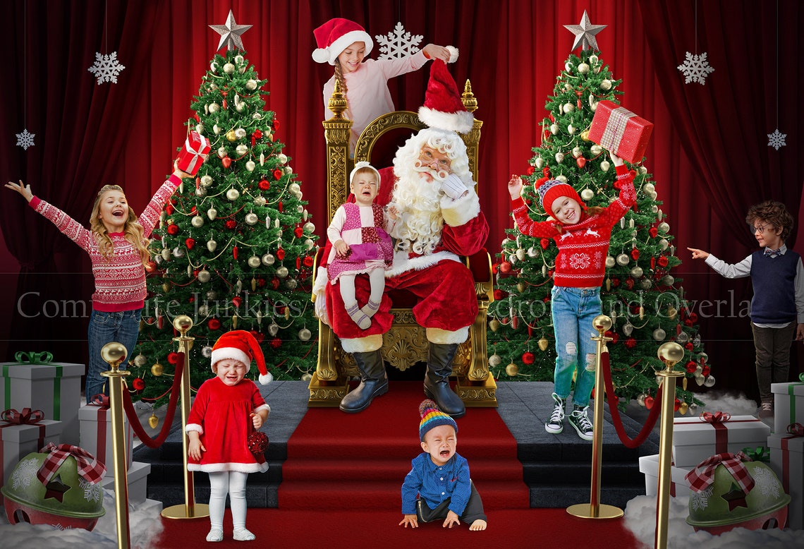Christmas Mall Santa Digital Backdrop Background for Composite - Etsy