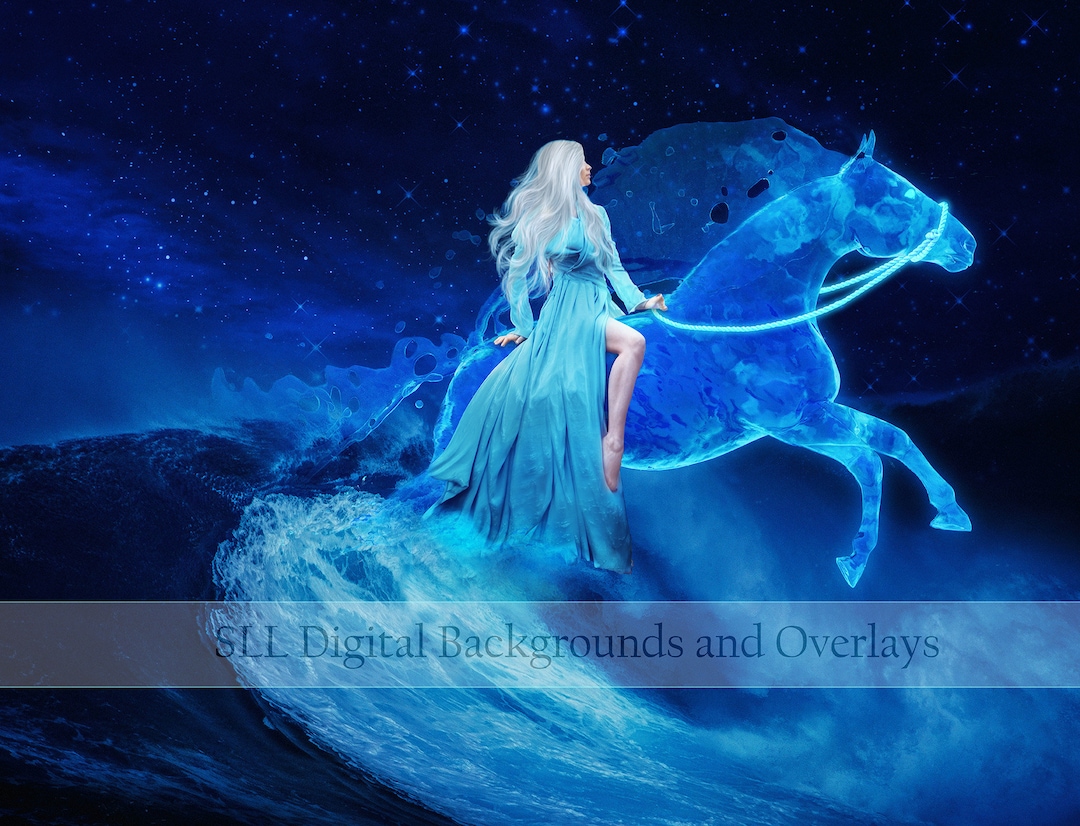 Water Horse Digital Background - Water Element Digital Backdrop ...