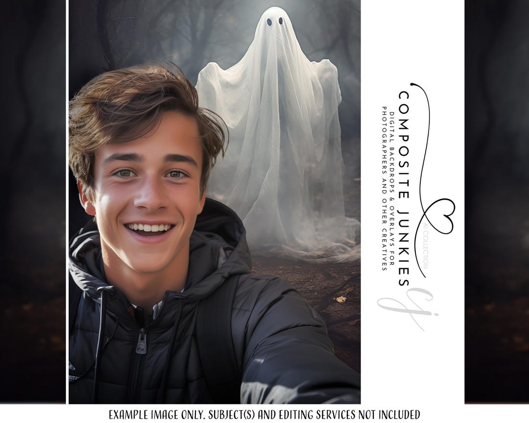 Ghost Selfie Digital Backdrop | Spooky Halloween Photography Background ...
