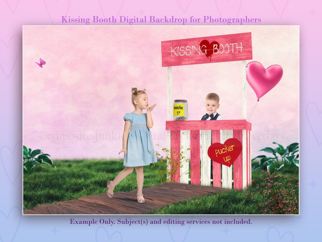 Kissing Booth Valentine's Day Digital Backdrop Background for ...