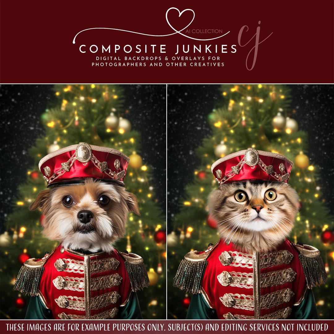 Pet Portrait Nutcracker Drummer Boy Digital Photography Backdrop for ...
