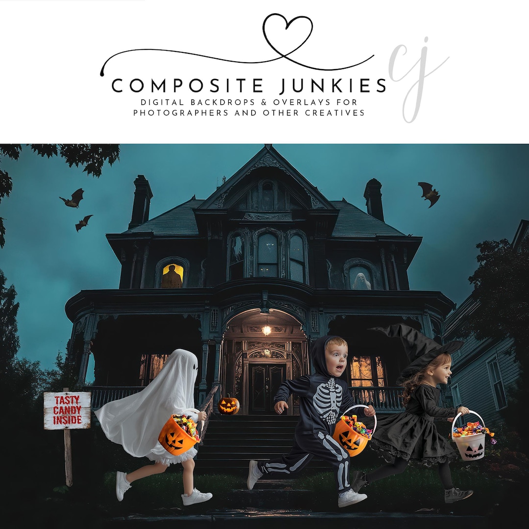 Haunted House Digital Backdrop | Horror-themed Photo Background for ...