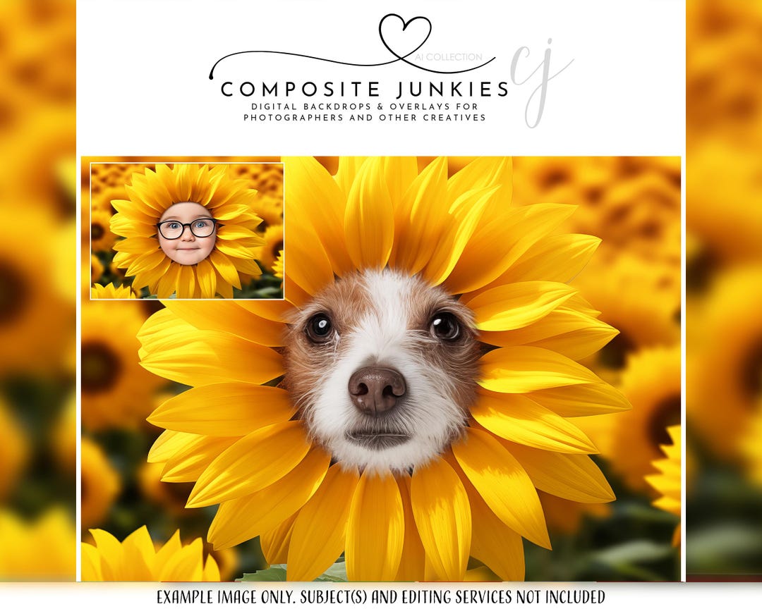 Sunflower Pet Portrait Backdrop, Custom Digital Background for ...