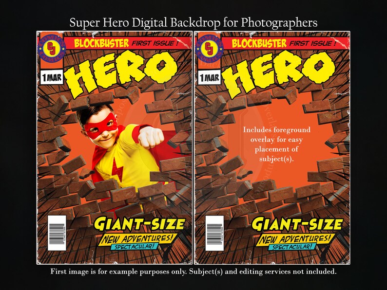 Super Hero Comic Book Cover Digital Background Backdrop for - Etsy