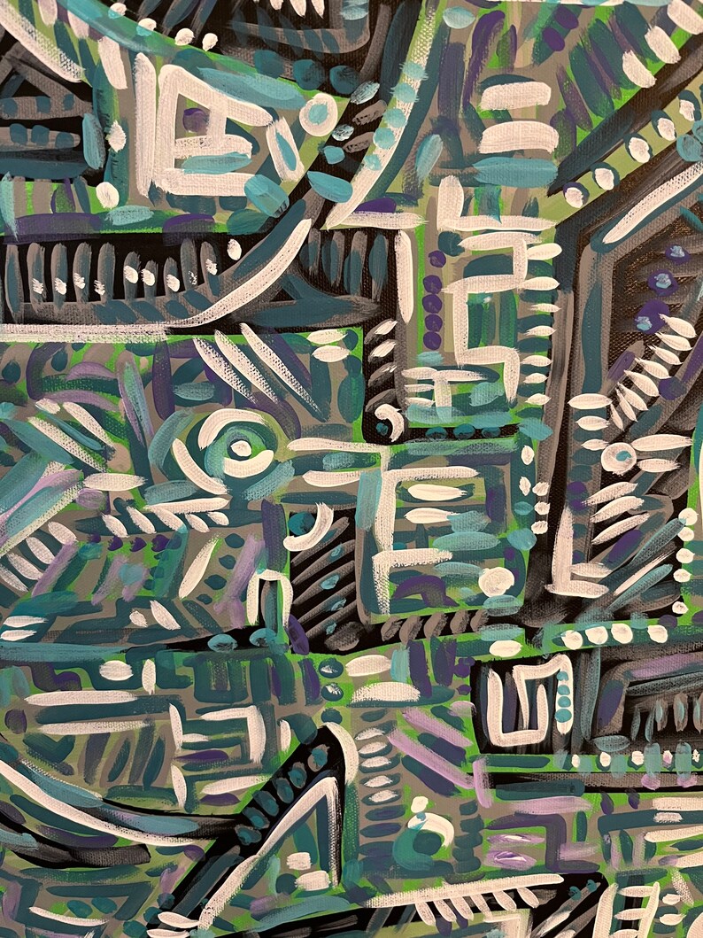 Alien Treasure Map Painting | Etsy