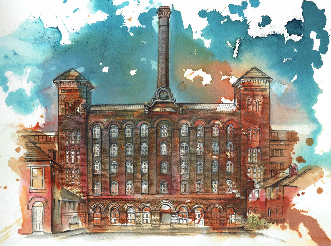 Houldsworth Mill, Reddish Stockport signed art print A1 A2 A3 A4 giclee ...