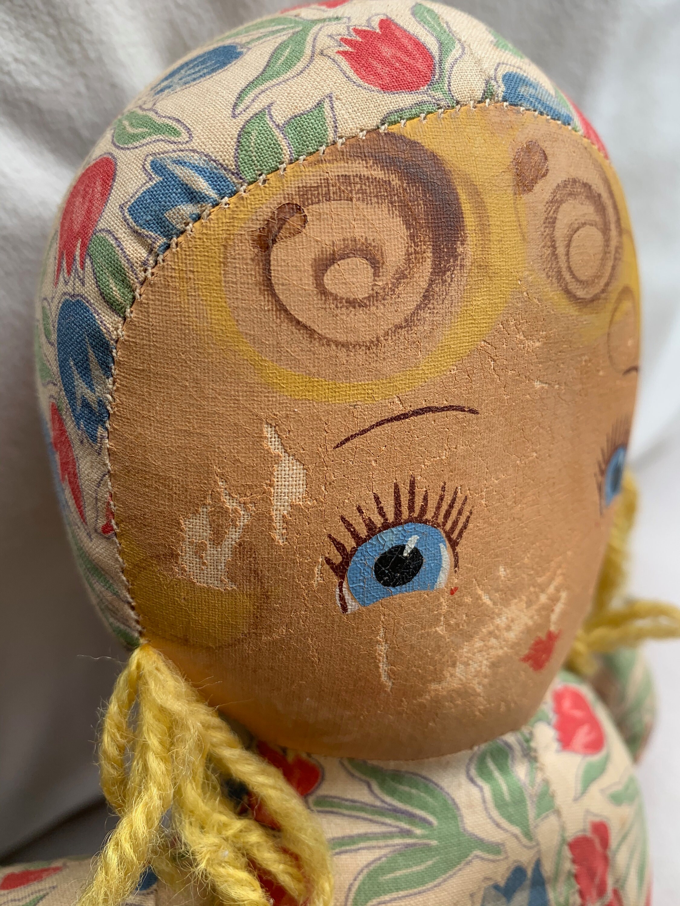 Vintage Georgene Averill Doll Cloth Body Oil Cloth Face Yarn Hair Doll ...