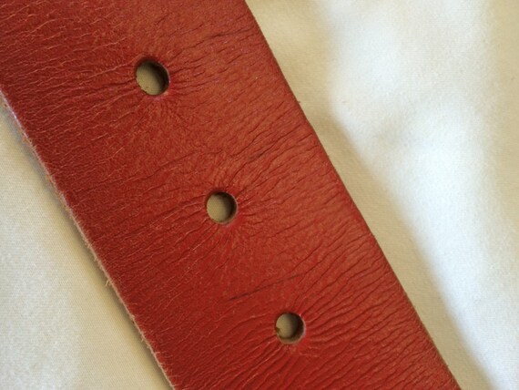 Rhinestone Red Belt / Leather Queen Belt / Wide Brass… - Gem
