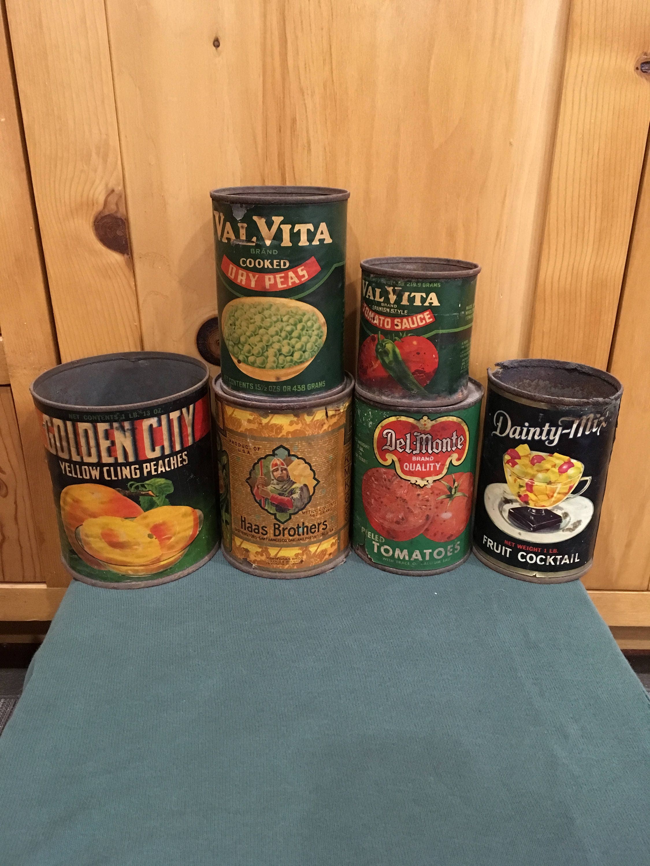 6 Vintage Tin Food Cans Original Advertising Lithograph Paper - Etsy
