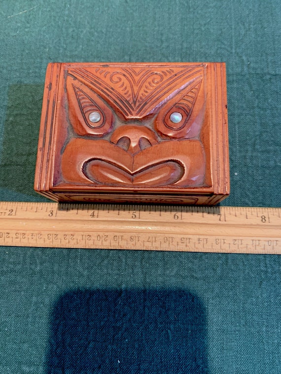 Maori Carved Wood Box Vintage New Zealand Rotorua Box… - Gem