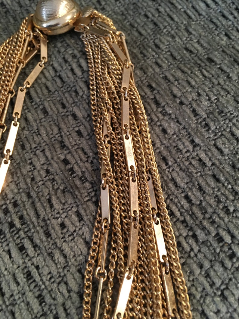 15 Gold Tone Multi Layer Strand Chain Necklace Vintage Multi Strands ...