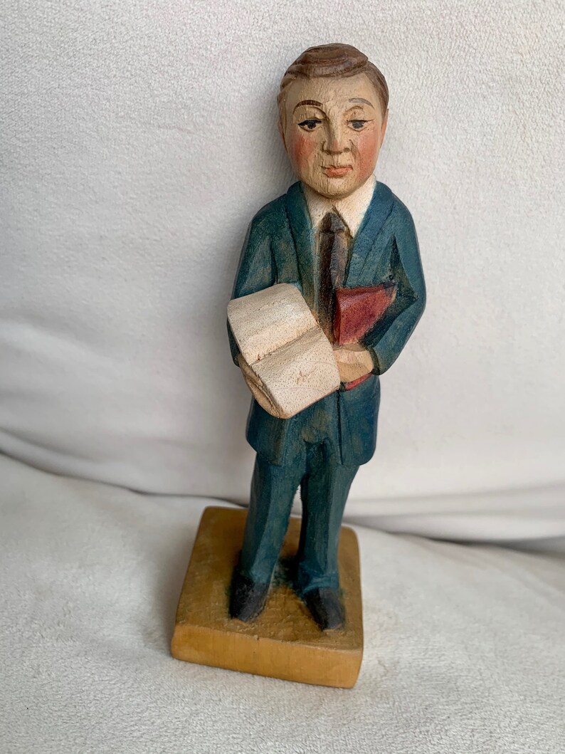 Hand Carved Wood Figure Preacher Teacher Hand Carved Wooden Figurine ...