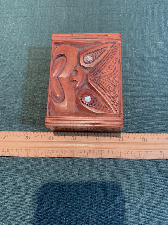 Maori Carved Wood Box Vintage New Zealand Rotorua Box… - Gem