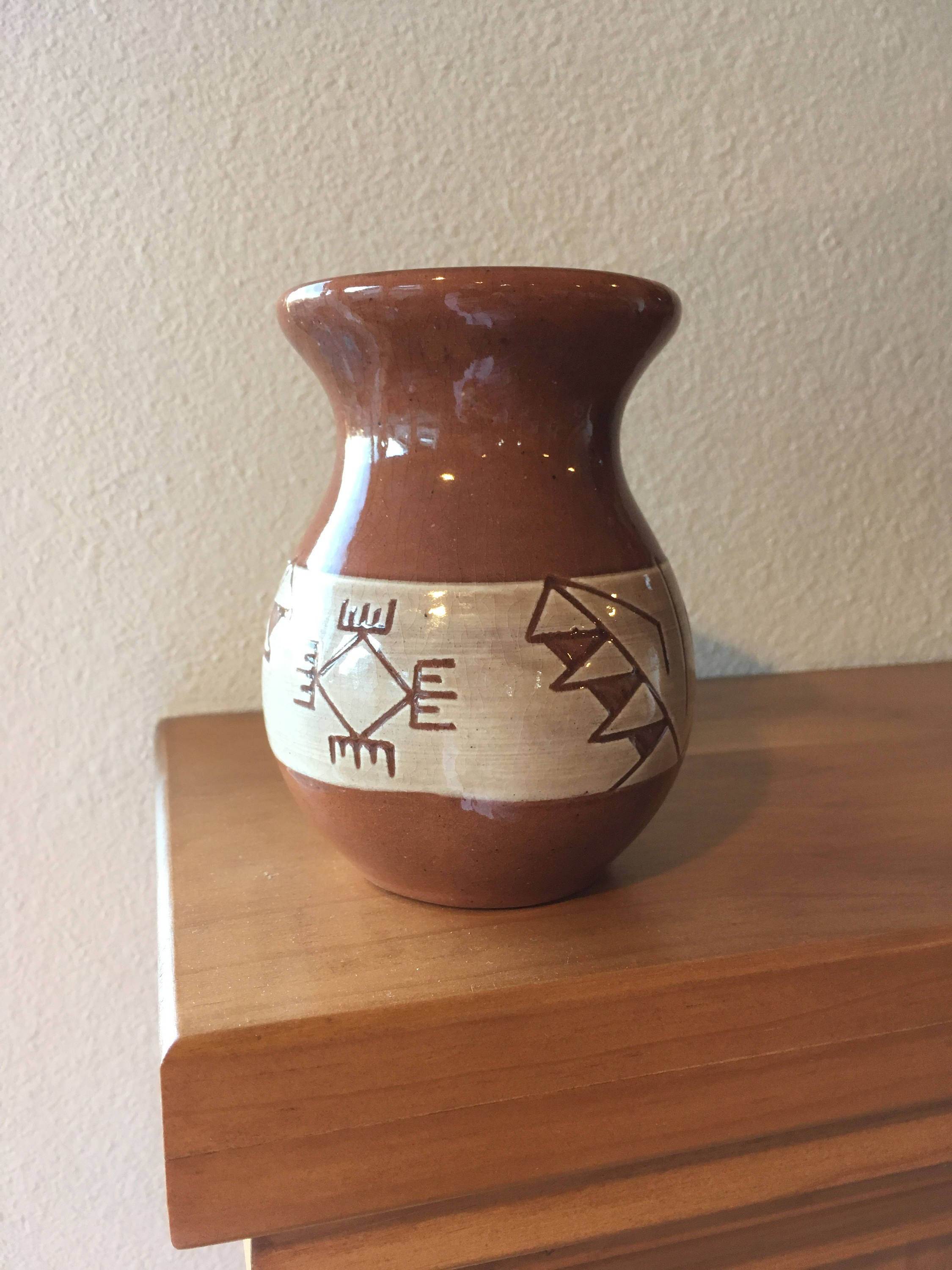 Vintage Signed Sioux Carved Pottery Vases Dollie D. Red Elk Red Clay ...
