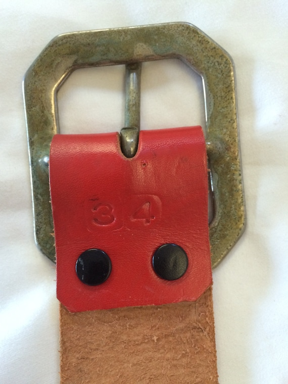 Rhinestone Red Belt / Leather Queen Belt / Wide Brass… - Gem