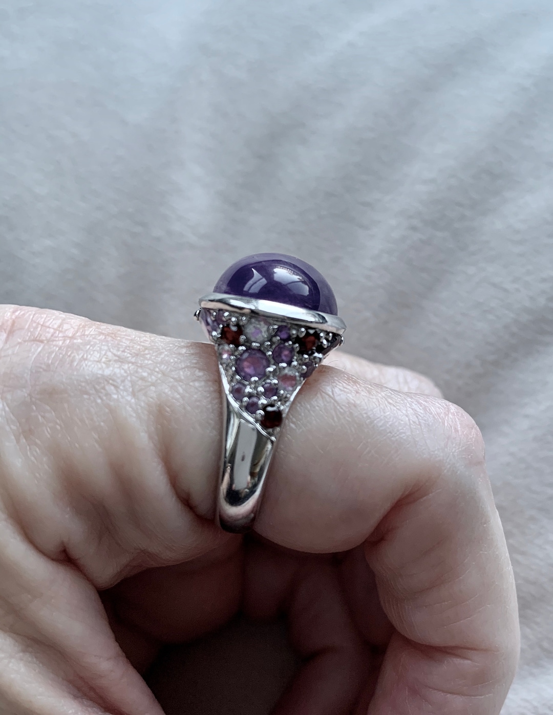 David Sigal Ring Sterling Silver Vintage Filigree Fine Amethyst Garnet ...
