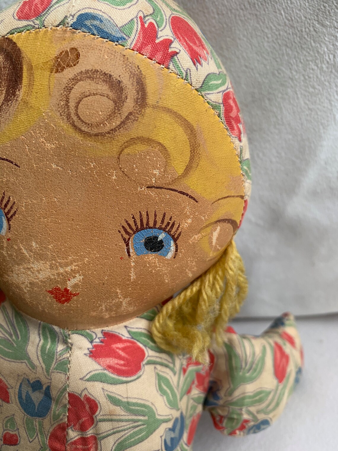 Vintage Georgene Averill Doll Cloth Body Oil Cloth Face Yarn Hair Doll ...