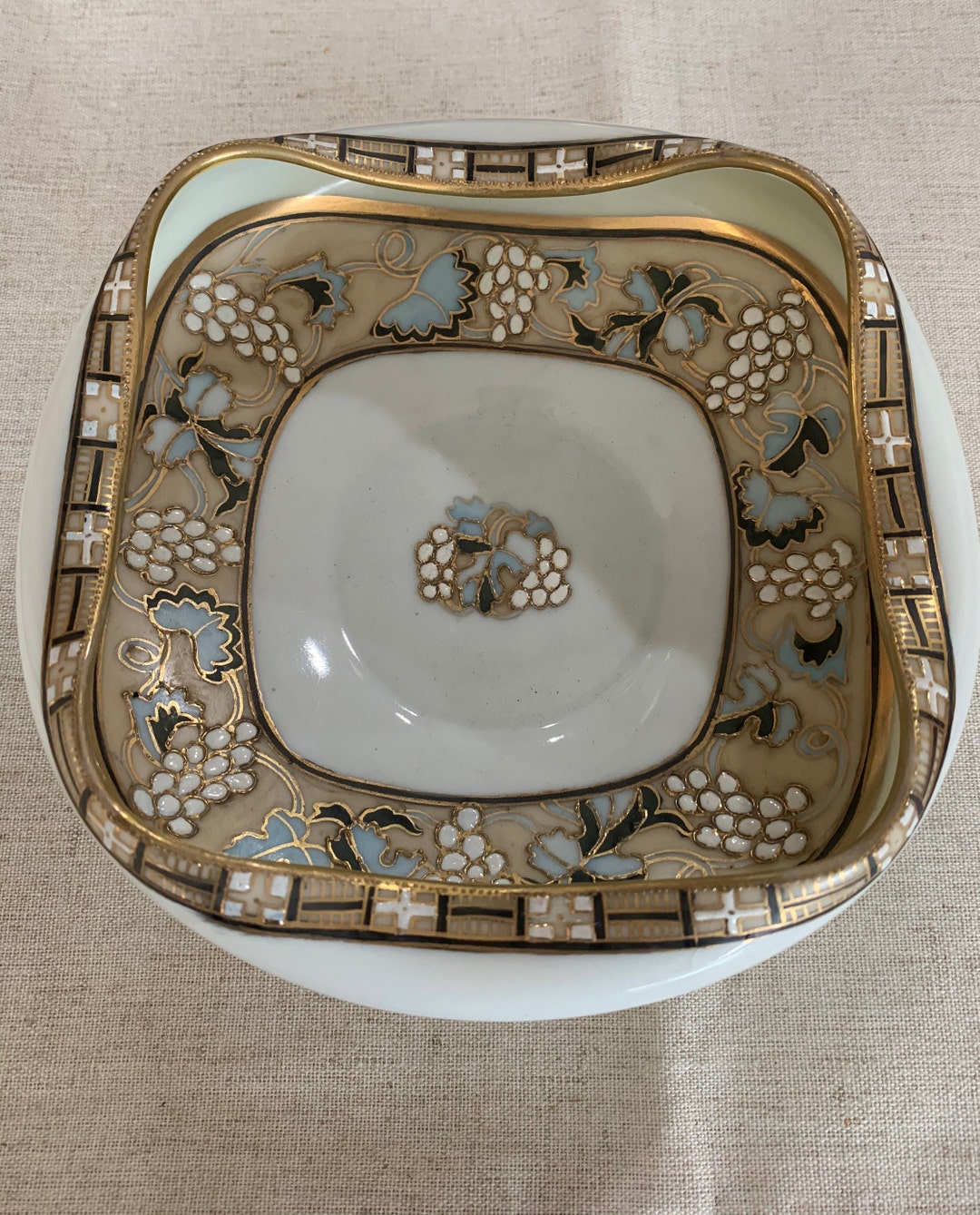 Antique Morimura Brothers / Nippon Porcelain Bowl / Art Grape Folded ...