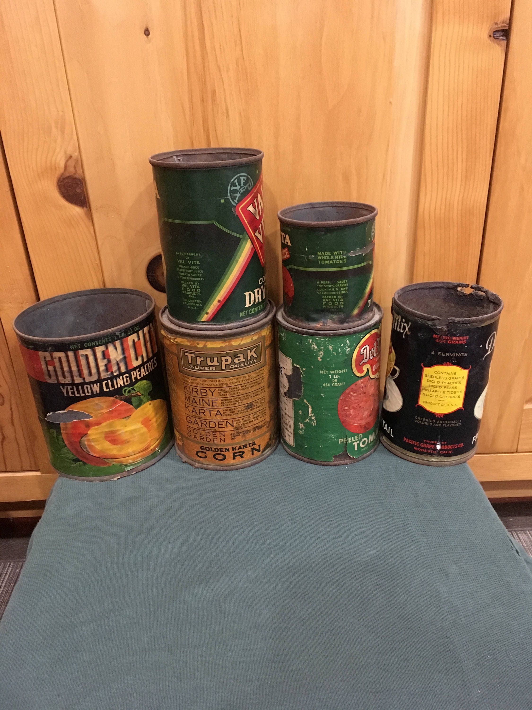 6 Vintage Tin Food Cans Original Advertising Lithograph Paper 6 Vintage ...