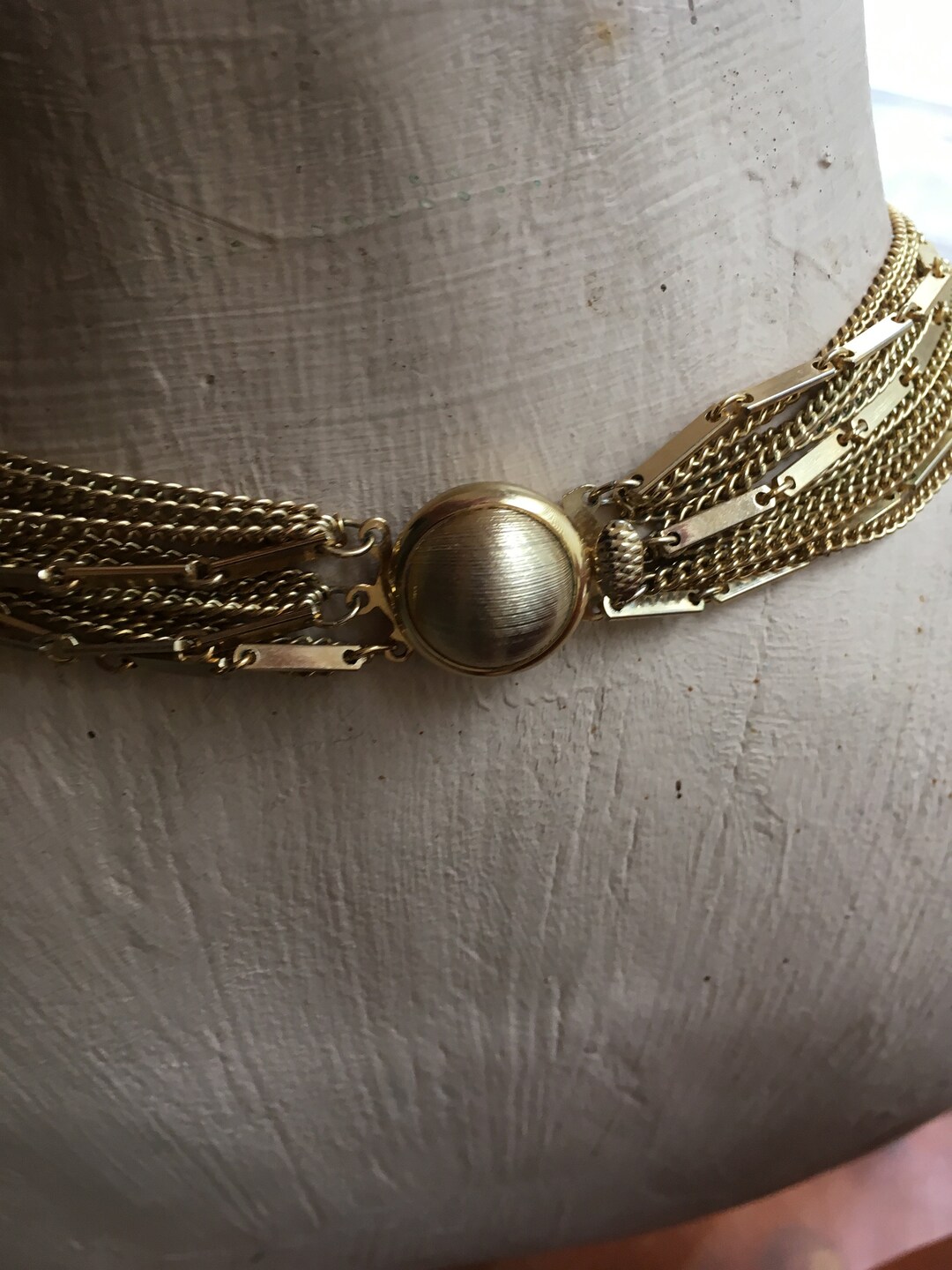 15 Gold Tone Multi Layer Strand Chain Necklace Vintage Multi Strands ...