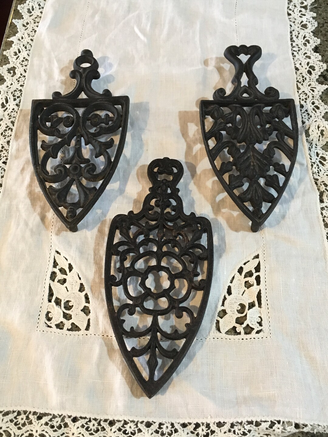 Cast Iron Trivets Lot / Wilton 1884 Cast Iron Trivet / JZH Cast Iron ...