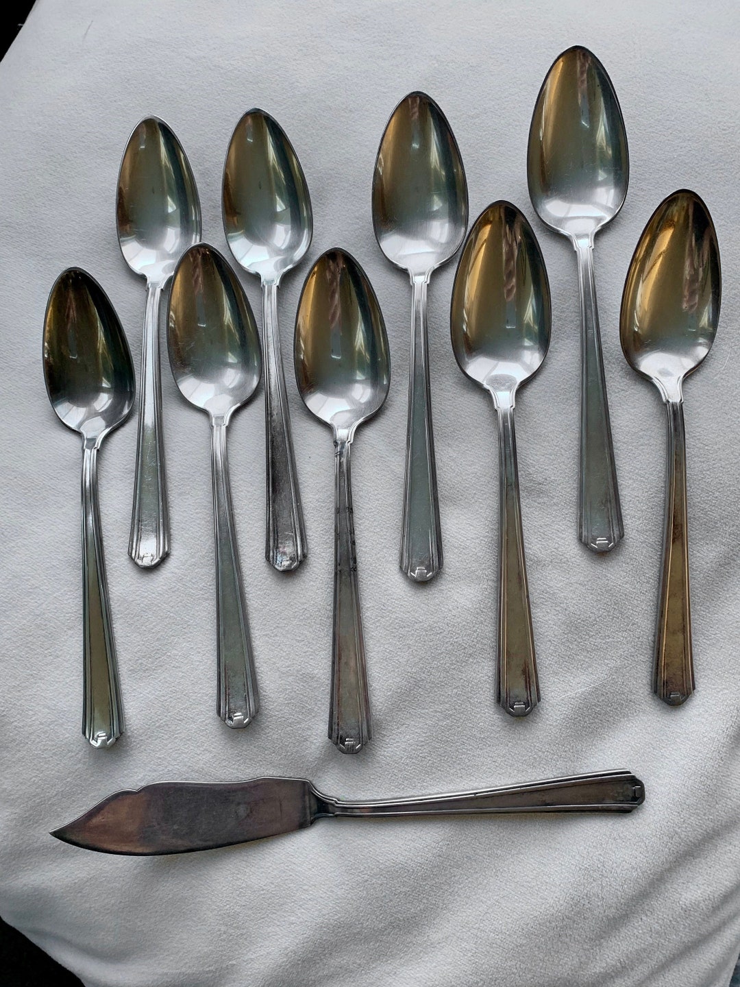 Alvin Patent Spoons 9 Spoons and Butter Knife Silver Plate Set Flatware ...