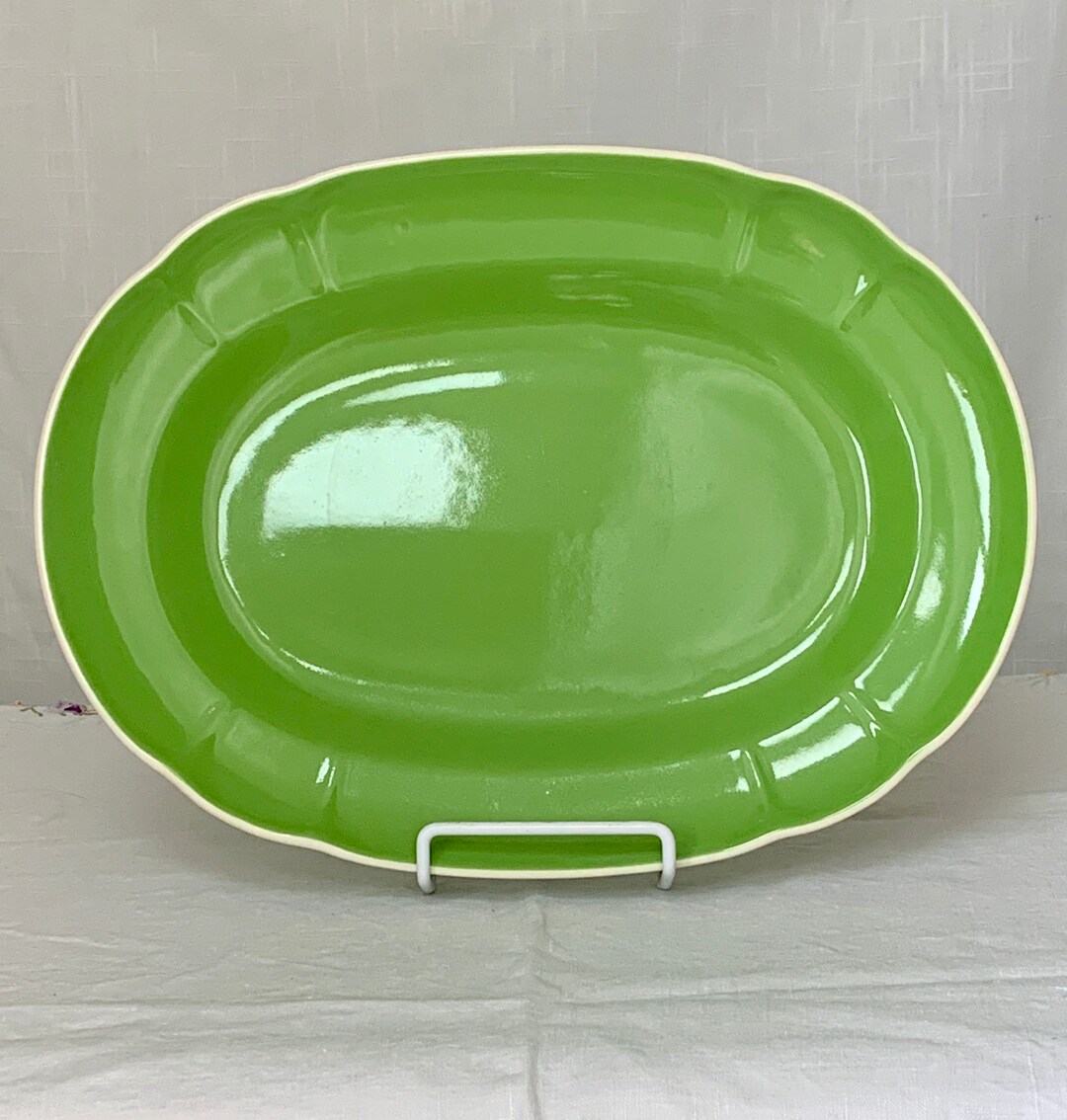 Vintage Metlox Pottery Platter Lime Tree Platter Oval Platter Metlox ...