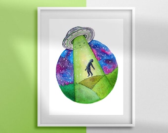 Alien Abduction Painting - Etsy