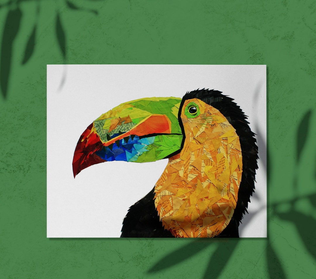 Toucan Collage Print // Magazine Collage Art // Tropical Wall Decor ...