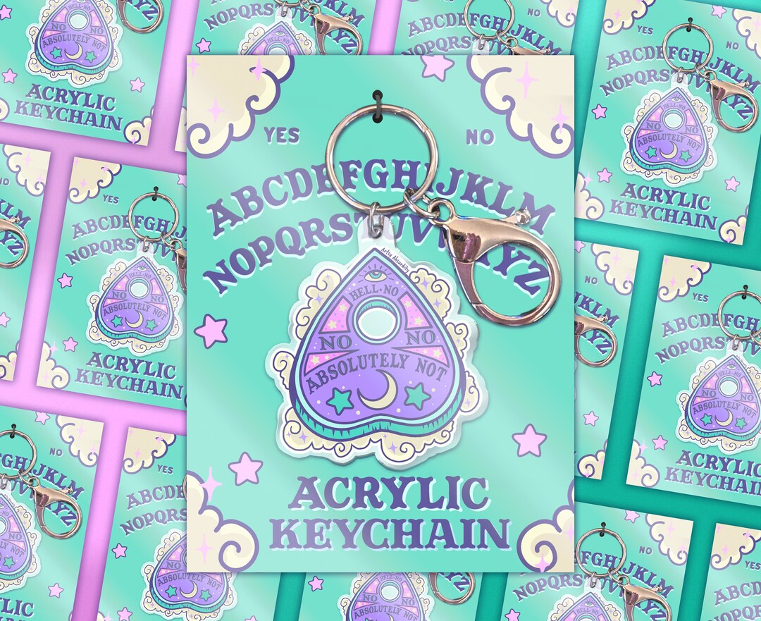 Hell No Pastel Planchette Keychain / Spooky Acrylic Keychain / Pastel ...
