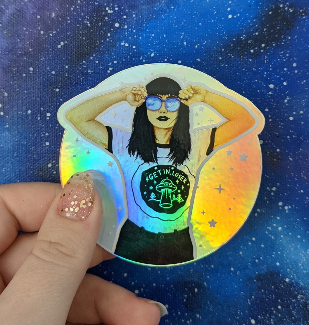 Get in Loser - Holographic Sticker // Rainbow Sticker // Sunglasses ...
