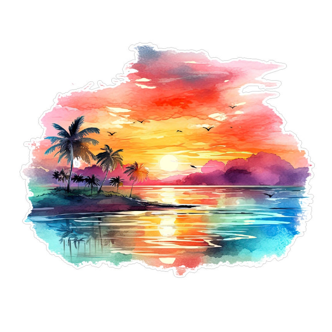 Sunset Iron on Transfer Sunset Heat Transfer Graphic Iron on Sunset Art ...