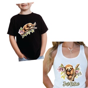 Sloth Iron on Transfer Sloth Heat Transfer, Animal Transfer Iron On ...