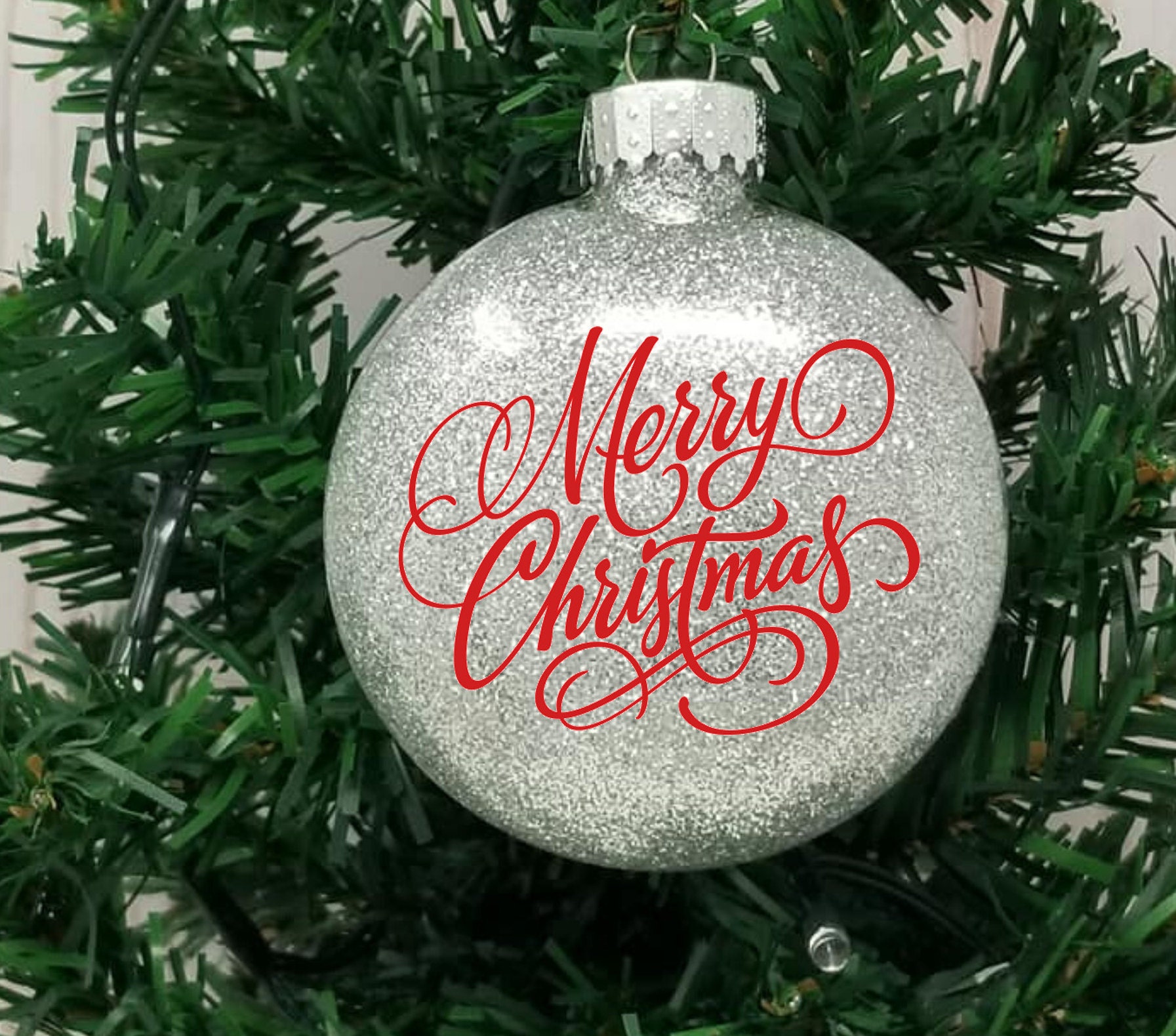 Set of 5 Merry Christmas Vinyl Decals, for Christmas Ornaments ...