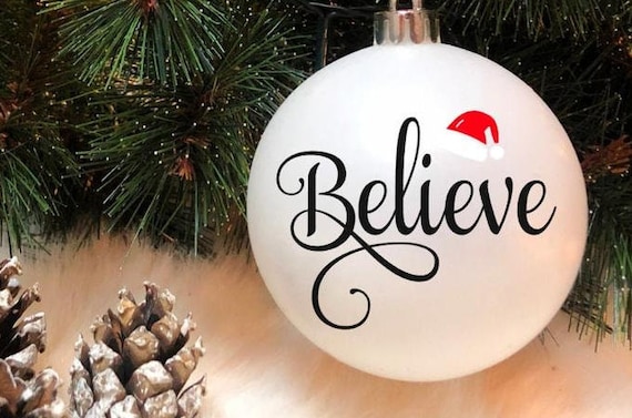 Set of 5 Believe Vinyl Decals for Christmas Ornaments/ - Etsy