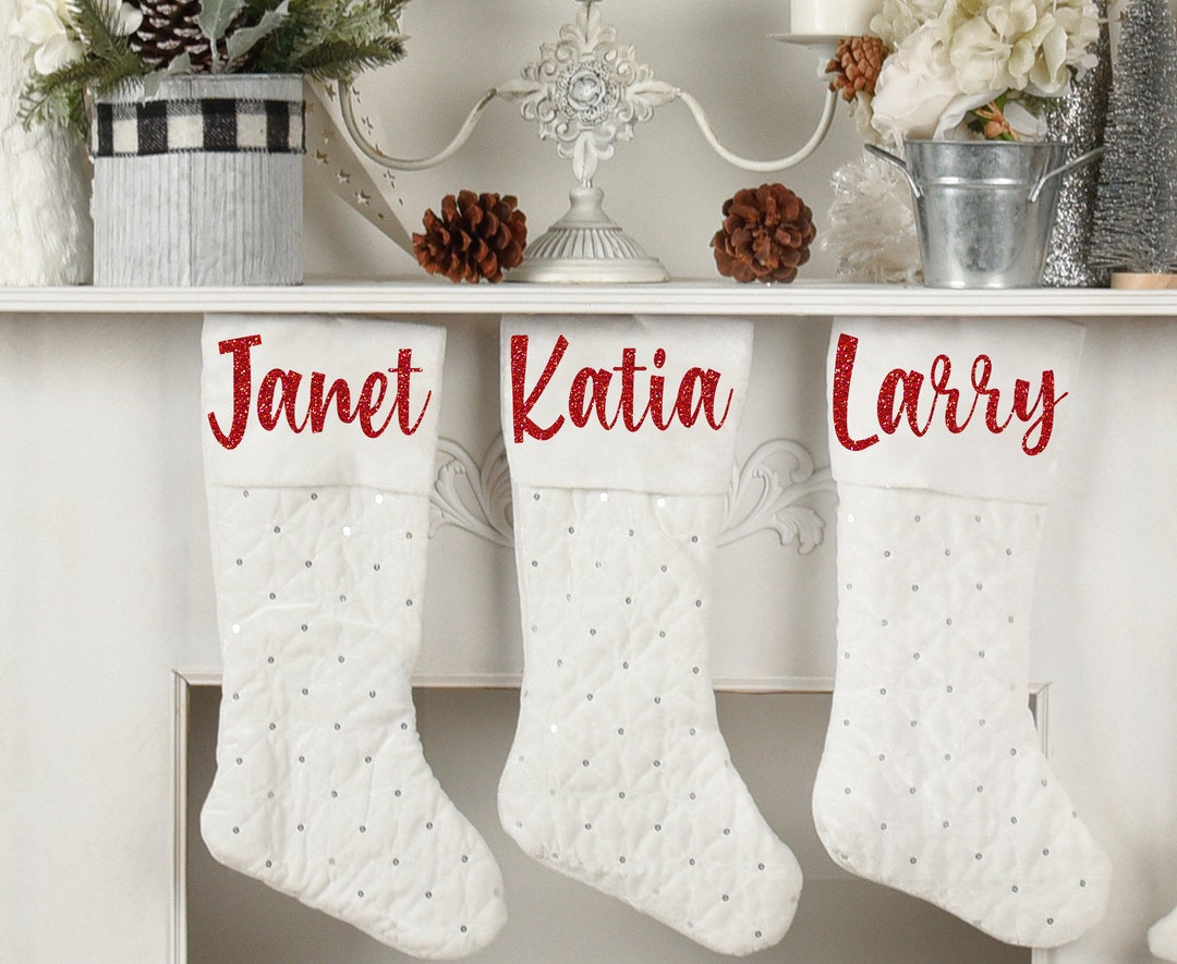 Christmas Stocking Name Iron on Decal Custom Name/ Personalized Name ...