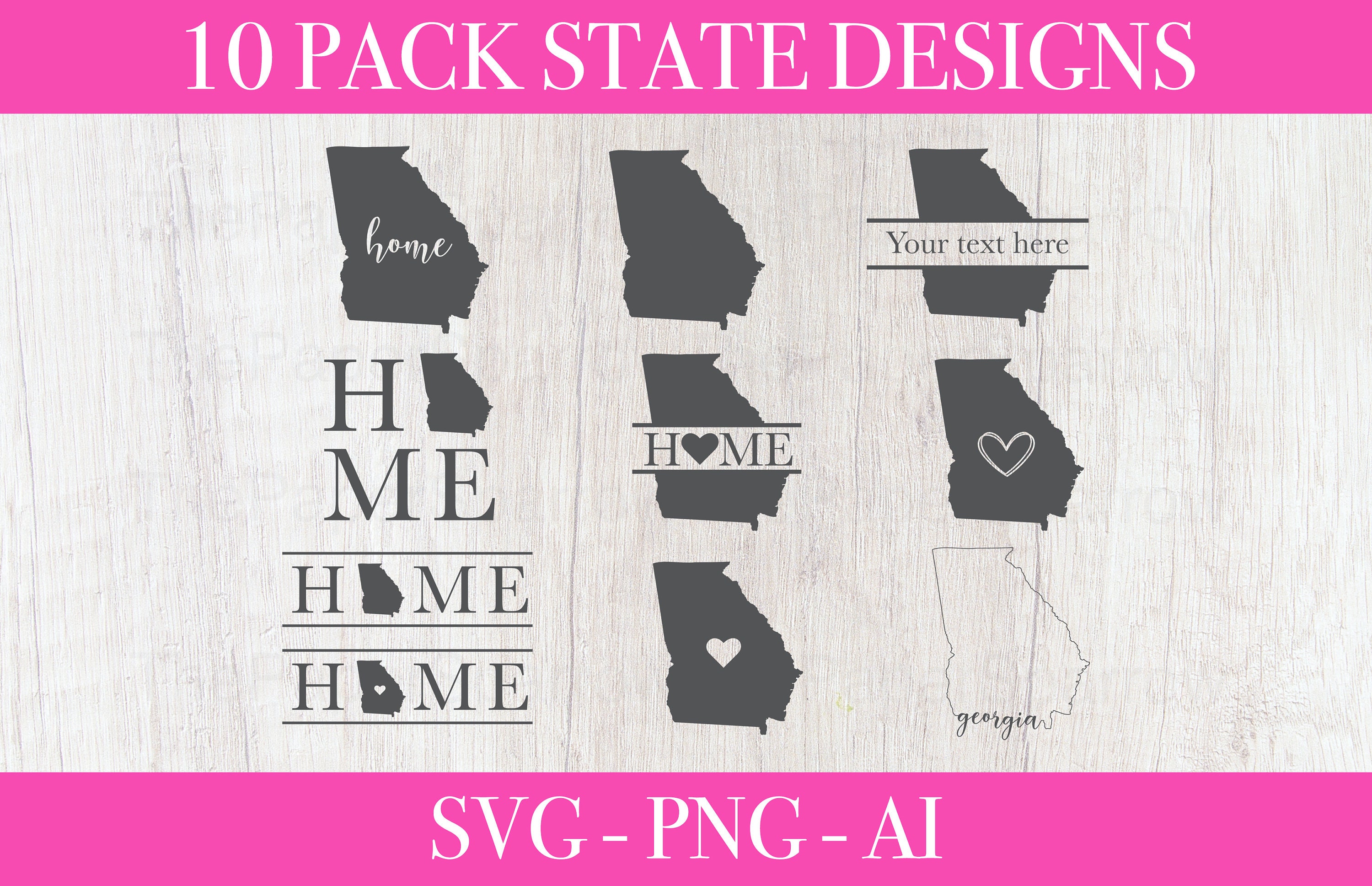 Georgia State Silhouette Cut File Designs for Cricut and Silhouette ...