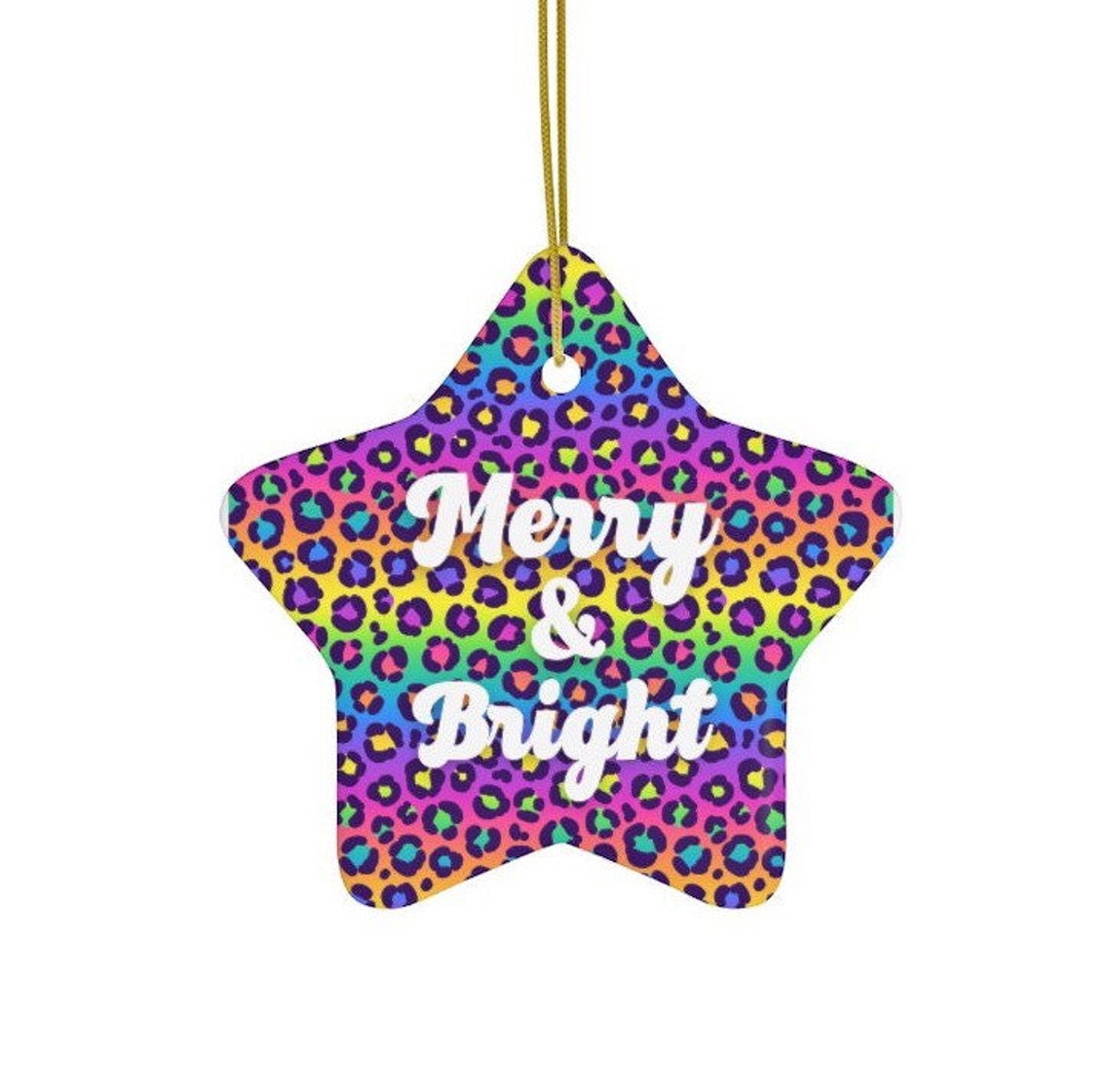 Rainbow Leopard Ornament Rainbow Star Ornament 90s Rainbow | Etsy