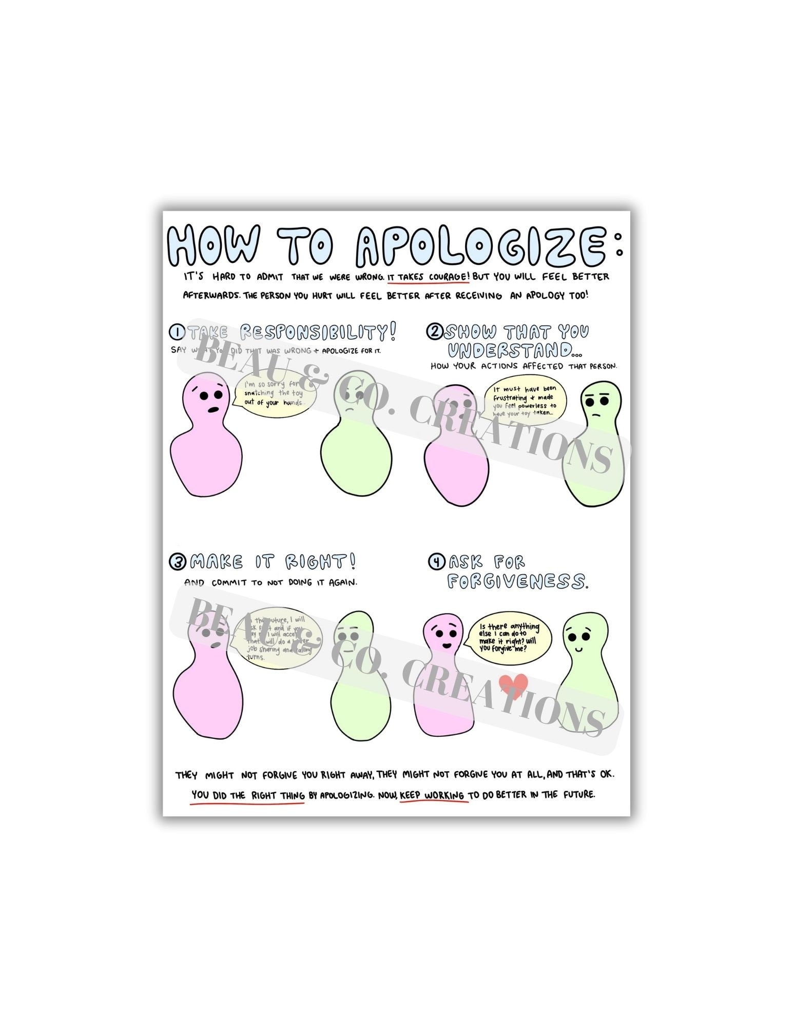 How to Apologize - Digital Download for Kids! - Etsy