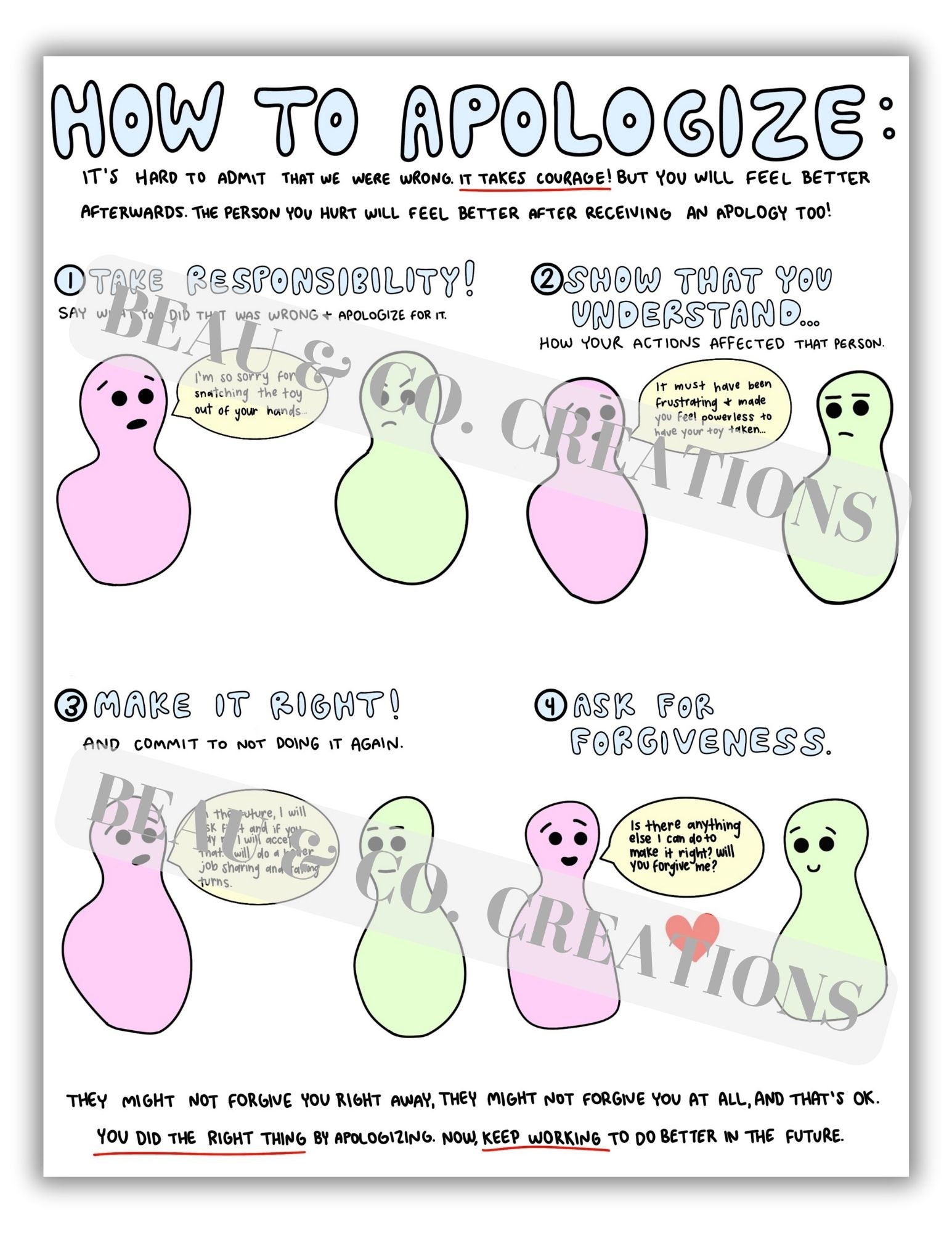 How to Apologize - Digital Download for Kids! - Etsy