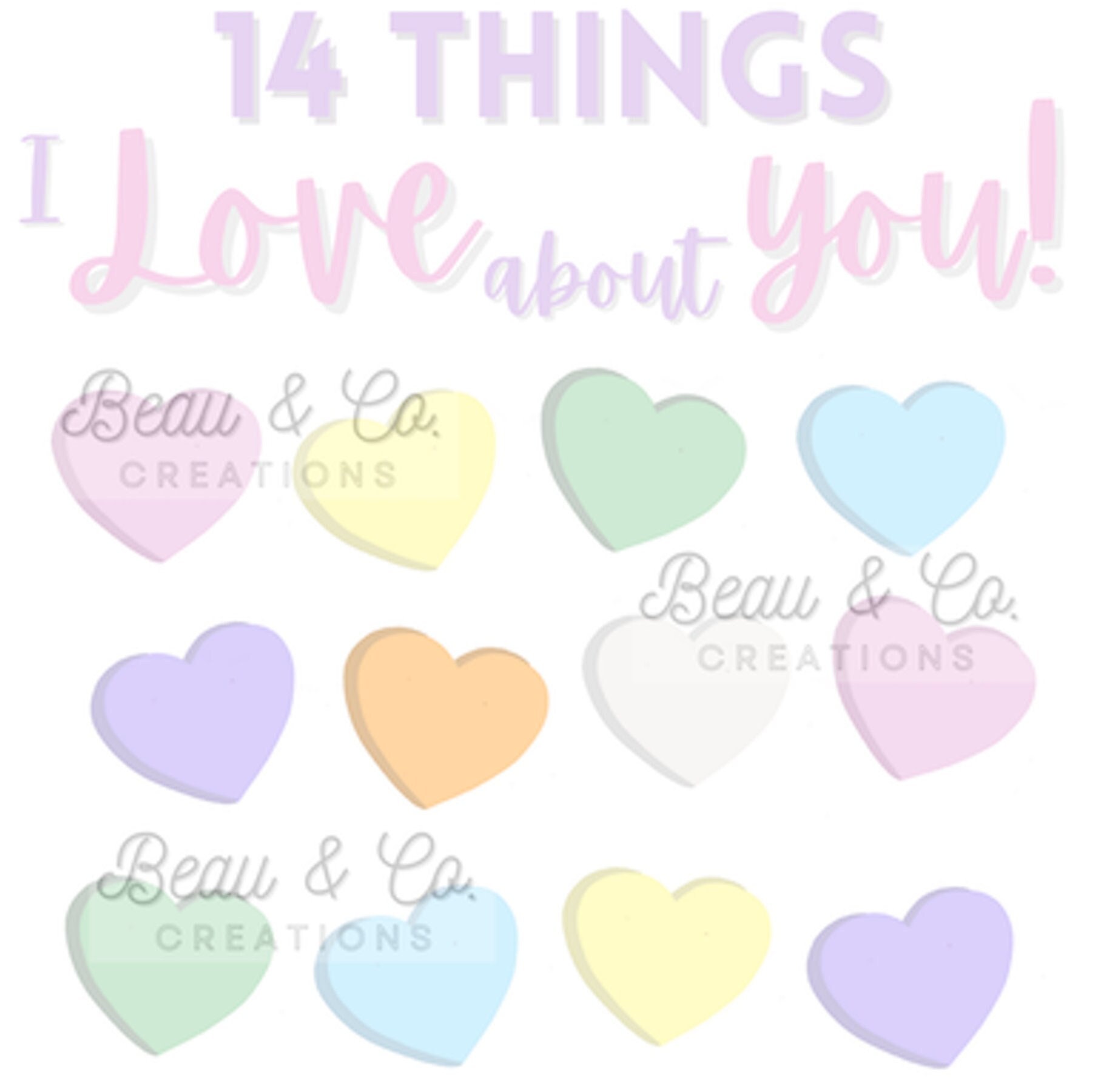 14 Things I Love About You! Digital Download - Valentines Printable - Etsy