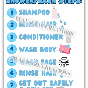 Shower/bath Steps for Kids! Download & Print at Home! - Etsy