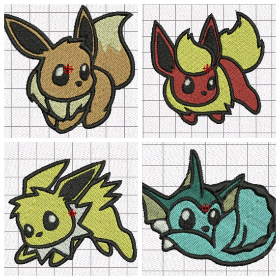SET Eeveelutions Patch Embroidery Pattern Design Pokemon | Etsy